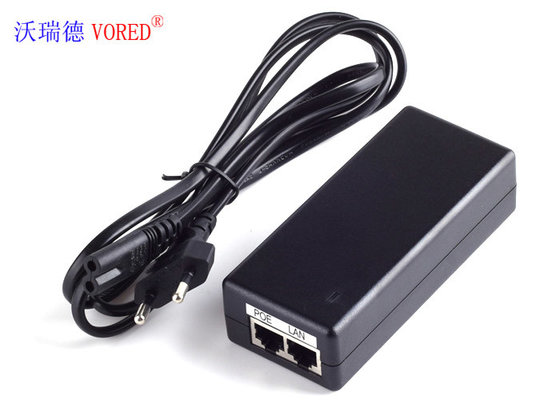 24V DC POE Power Adapter Black Color EU Plug AC100 - 240V Input Voltage