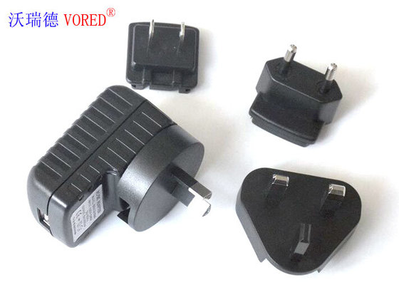 Black Interchangeable Power Supply PC ABS Material 5 Volt Output Voltage