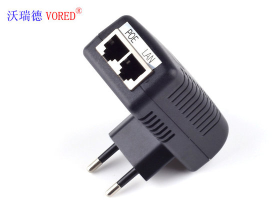800MA Power Ethernet Adapter , EU Plug Black POE Injector Power Supply