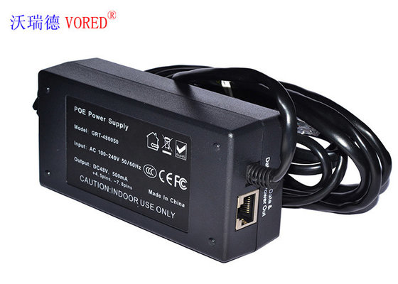 Black POE Power Adapter 10 / 100Mbps IEEE 802.3af Compliant Compact Size