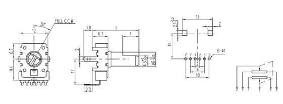 rotary potentiometer, carbon potentiometer, 11mm potentiometer with insulated shaft,