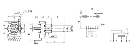 rotary potentiometer, carbon potentiometer, 11mm potentiometer with insulated shaft,