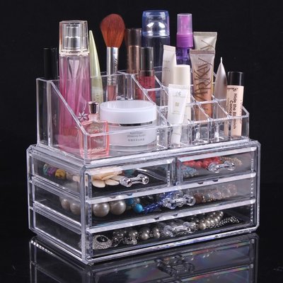 Multifunction Plastic Makeup Display Stand Jewelry Display Cases With Three Drawer