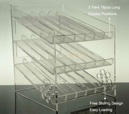 3 - Tier Inclined Ladder Clear Acrylic Nail Polish Display Shelf Rack Black 4mm
