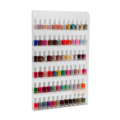 Custom Clear Acrylic Nail Polish Wall Rack Display Storage Shelf 6 Tiers