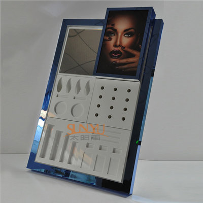 Counter Portable Makeup Display Stand Blue Mirror Protection Treatment