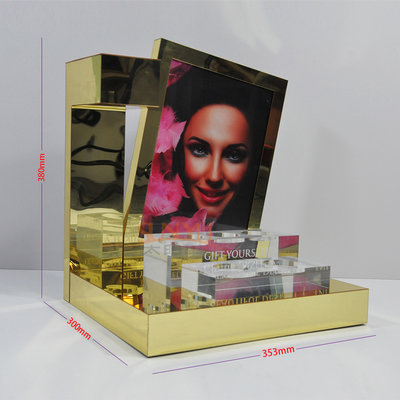 LED Acrylic Perfume Retail POS Displays With Gold Magnetic Levitation