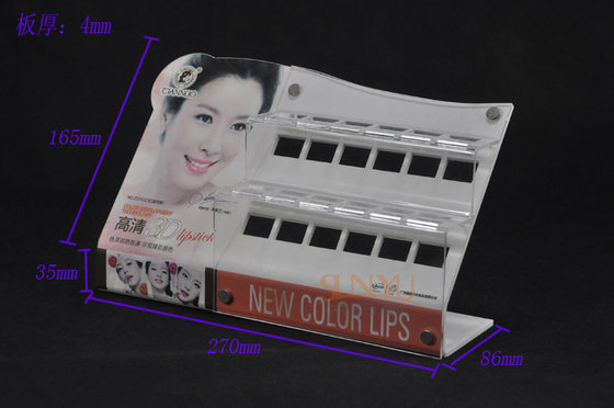 Clear Acrylic Lipstick Display Stand With Advertisement Printing