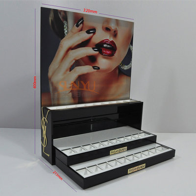 Black Portable Custom Store Fixture , Cosmetic Acrylic Display Rack