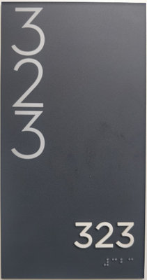 Gray Room Number Signs Square Corner 1/32" Raised Text Grade II Braille