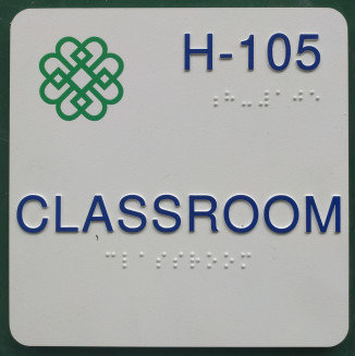 Direct Print Logo ADA Braille Signs , 6"X6" Classroom Thermoformed Signs Rounded Corner