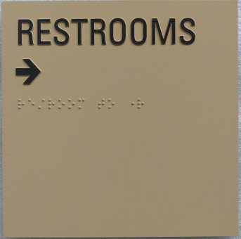 Grade II ADA Restroom Signs , Anti Wind Directional Signage Straight Edge