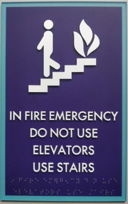 Grade II Braille ADA Elevator Signs PMS 2695C / PMS 2226C Color 1/32" Raised Copy