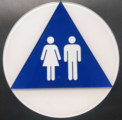Custom Braille Toilet Signs With 1/4" Clear Acrylic Face / Back Panel First Grade Material