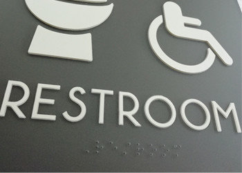 Straight Edge Braille Tactile Signs Custom Color 1/8" Non Glare Acrylic