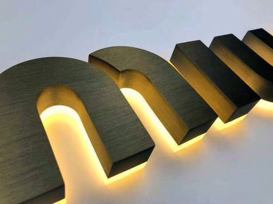 3D Brushed Stainless Steel Channel Letter Signs Hand Crafted Beauty Front / Halo Lit