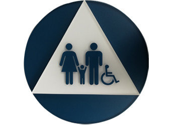 Round Edge ADA Braille Room Signs Custom Legend Restroom Signage 12" Diameter
