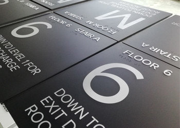 Custom Braille / Tactile ADA Stair Signs Straight Edge 1/4" Non Glare Acrylic Panel