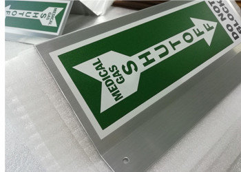 Folded Aluminum Metal Signs ANSI Medical Gas Shut Off Medical Gas Type 0.08"