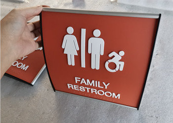 Curved Surface Ada Restroom Signs Grade 2 Braille Raised Tactile Text Graphics