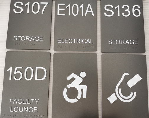 Metallic Finish Thermoformed ADA Signs 1/4 inch Acrylic With Raised Grade 2 Braille