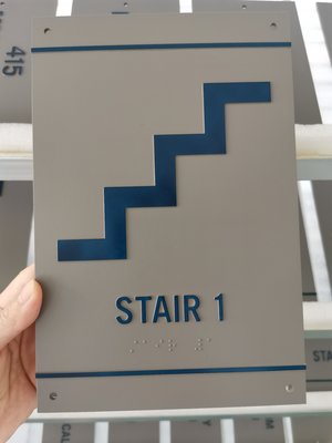 Vandal Resistant ADA Stair Signs 1/8" Acrylic Custom Color Size With 1/32" Raised Text
