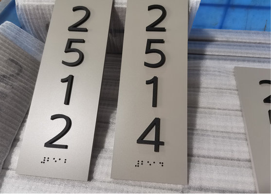 Grade 2 Braille Tactile Room ADA Number Signs Square Corner