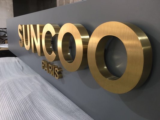 Brushed Titanium Stainless Steel Halo Lit Channel Letters  Acrylic
