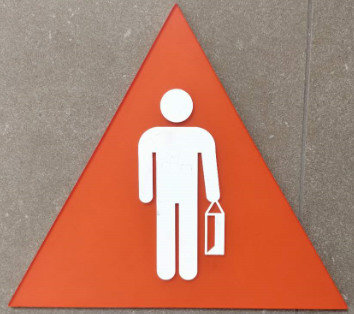 Triangle 10.4"X9" Braille Toilet Signs 1/4" Clear Acrylic Face Panel Straight Edge
