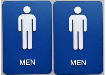 Round Corner Braille Restroom Signs , 6"X9" Blue ADA Braille Signs For Restroom