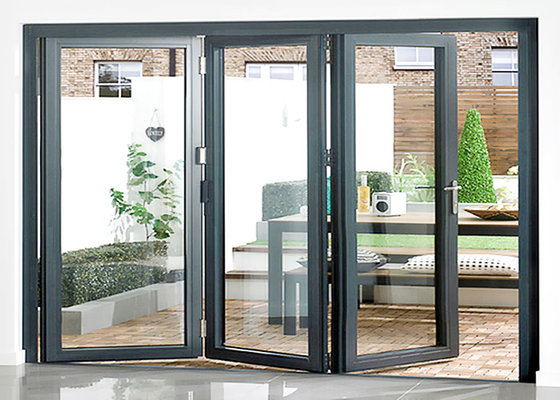 Thermal Break Double Glass Doors , Sound Insulation Aluminium Glazed Door
