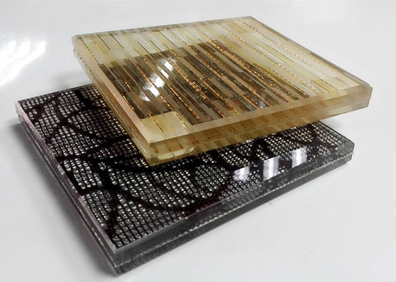 Multi Pattern Acid Etched Glass , Figured Textured Fabric Laminated Glass