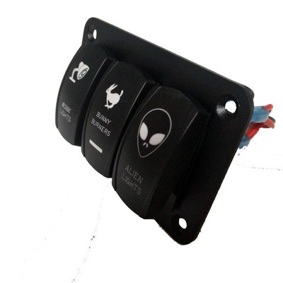 New Arrival Universal Dc 12-24v Whatproof 3 Gang No-Off Laser Rocker Switch Panel With Led Light For Car Boat Yacht