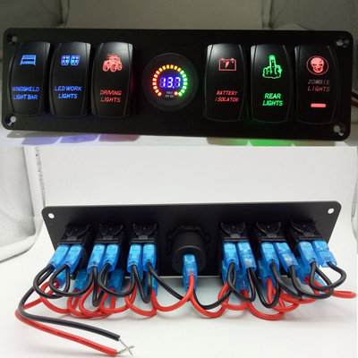 New Arrival Waterproof On Off 6 Gang 5Pin Digital Voltmeter With Led Light Rocker Switch Panel plate For Car Marine Boat