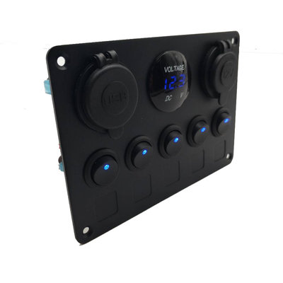Hot selling universal 4 gang cat eye switch panel 24V with dual USB charger for marine car truck