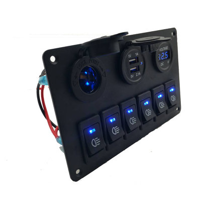 Top Sale 12-24V Waterproof Marine Bus Boat ON OFF Rocker Switch Panel with Car charger Digital voltmeter