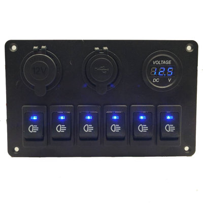Top Sale 12-24V Waterproof Marine Bus Boat ON OFF Rocker Switch Panel with Car charger Digital voltmeter