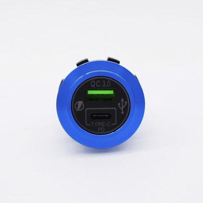 PD Type C USB Car Charger Socket 18W and QC 3.0 USB Quick Charge Socket 12V/24V Car Power Outlet