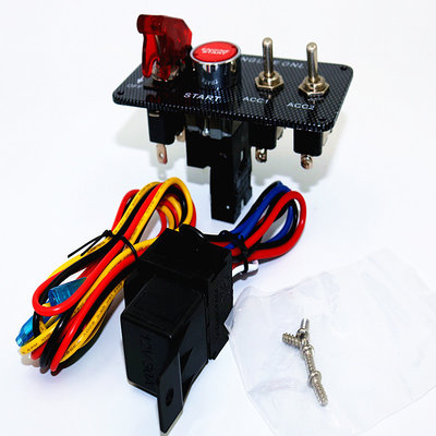12V Ignition Switch Engine Start Push Button 3 Toggle Panel with Indicator Light DIY Racing Style Car Modification Rocke