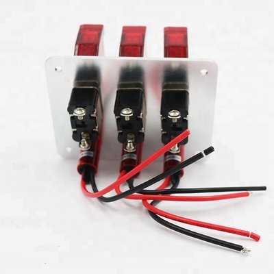 Professional Racing Car Aluminium 12V 20A 3 Gang ON-OFF Toggle switch panel with Indicator in Brush Silver