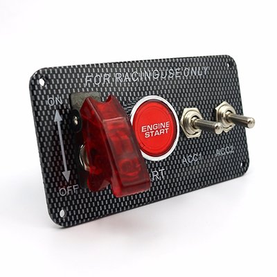 LeaningTech LTC Racing Car 12V LED Toggle Ignition Switch Panel Engine Start Push Button Carbon