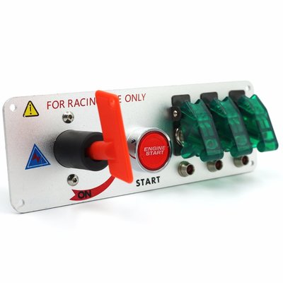 LeaningTech LTC Racing Car 12V LED Toggle Ignition Switch Panel Engine Start Push Button Carbon