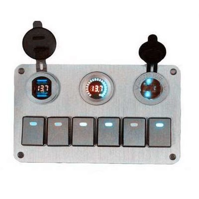 6 Gang Switch Panel 12V/24V Rocker USB Socket Power Socket Breaker Control QC3.0 Voltage Socket Car Marine