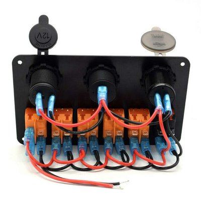 6 Gang Switch Panel 12V/24V Rocker USB Socket Power Socket Breaker Control QC3.0 Voltage Socket Car Marine