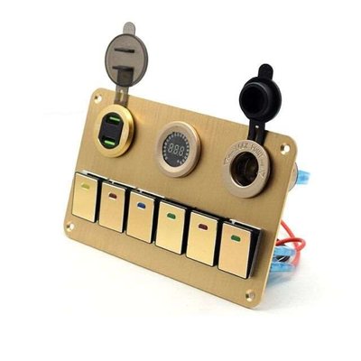 6 Gang Switch Panel 12V 24V Rocker USB Socket Power Socket Breaker QC3.0 RV Car Marine