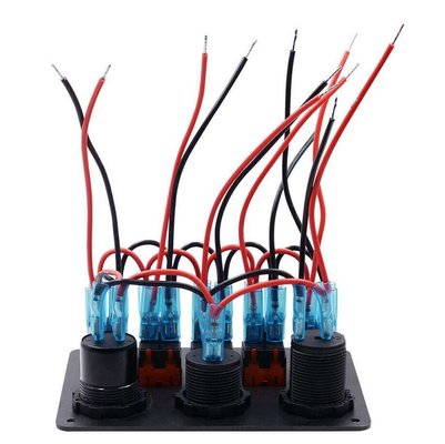 5 Colors LED 5 Gang Switch Panel 12V/24V Rocker USB Socket Power Socket Breaker Control QC3.0 RV Car Marine