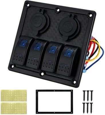 4/6/8 Gang Marine Boat Rocker Switch Panel, 12V Waterproof RV Led Switch Panel for Car Truck Marine Boat