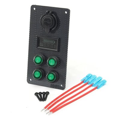 Carbon Grain LED Rocker Switch Panel DC12V 24V Dual USB Charging Ports Switch Panel Universal for Car Boat Caravan Refit