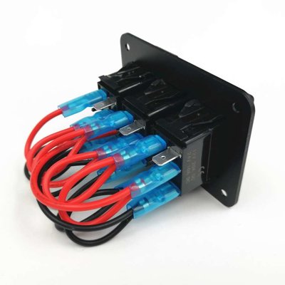 3 Gang Blue LED 12V 24V Rocker Switch Control Panel Circuit Universal RV Boat