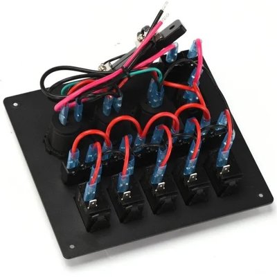 DC12V 24V multifunction 6 Gang Marine Rocker switch control panel with usb socket voltmeter ampermeter cigarette socket